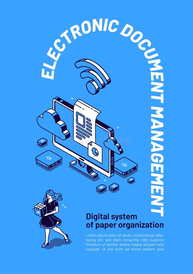 Electronic Document Management Vector Banner Stock Vector ...