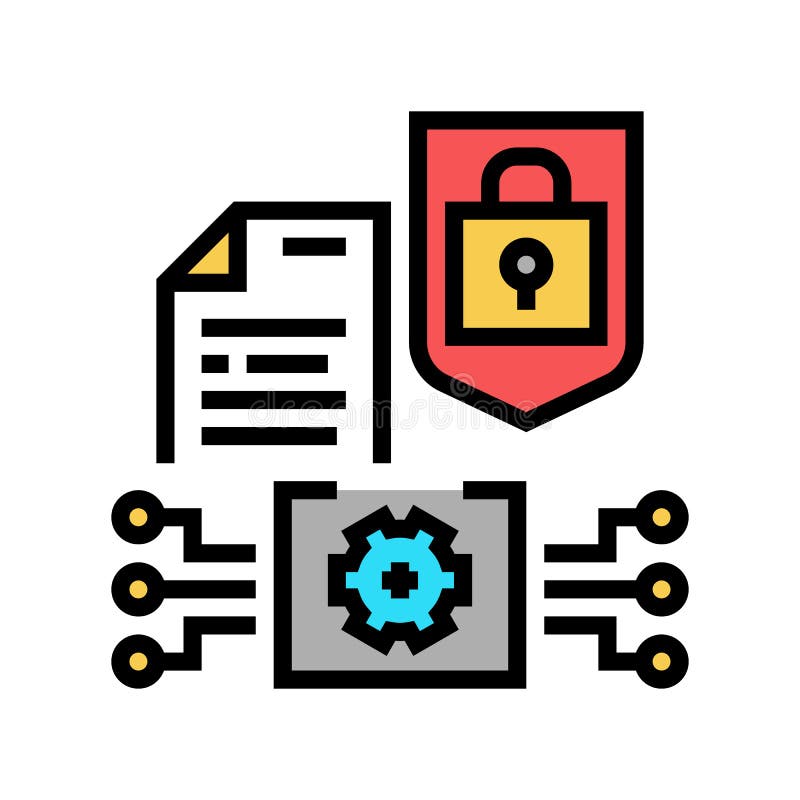 Electronic Documents Protection Glyph Icon Vector Illustration Stock ...
