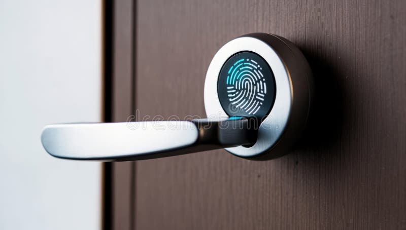 An Electronic Door Handle Featuring a Fingerprint Sensor, Showcasing ...