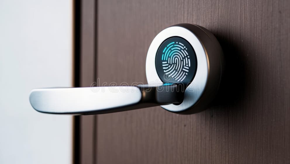 An Electronic Door Handle Featuring a Fingerprint Sensor, Showcasing ...
