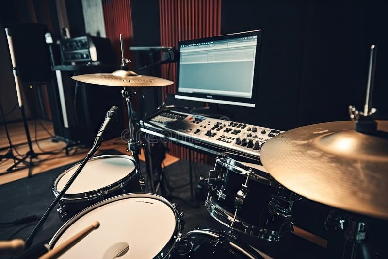 Electronic Drumsticks, Drums and Laptop with Recording Software in ...