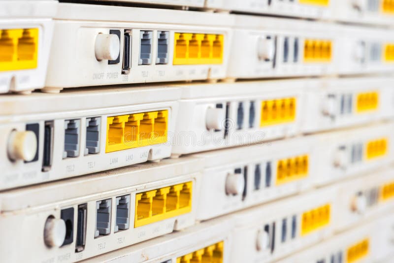 Stack of Old Network Device, Internet Wifi Router and Modem, Electronic ...