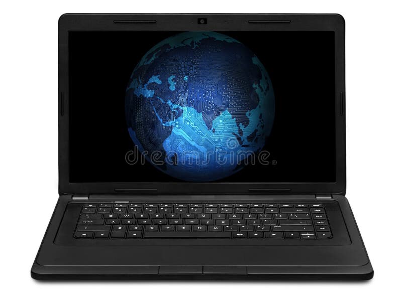 Electronic Earth on Laptop Screen Stock Image - Image of abstract ...