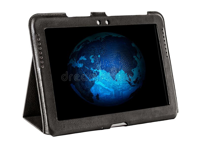 Electronic Earth on Tablet Screen Stock Image - Image of device, laptop ...