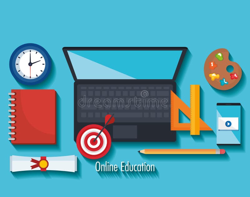 Electronic Education With Laptop Stock Vector - Illustration of learn ...