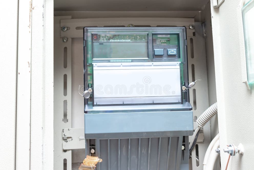 Electronic Electricity Meter in the Apartment Electrical Shield Stock ...
