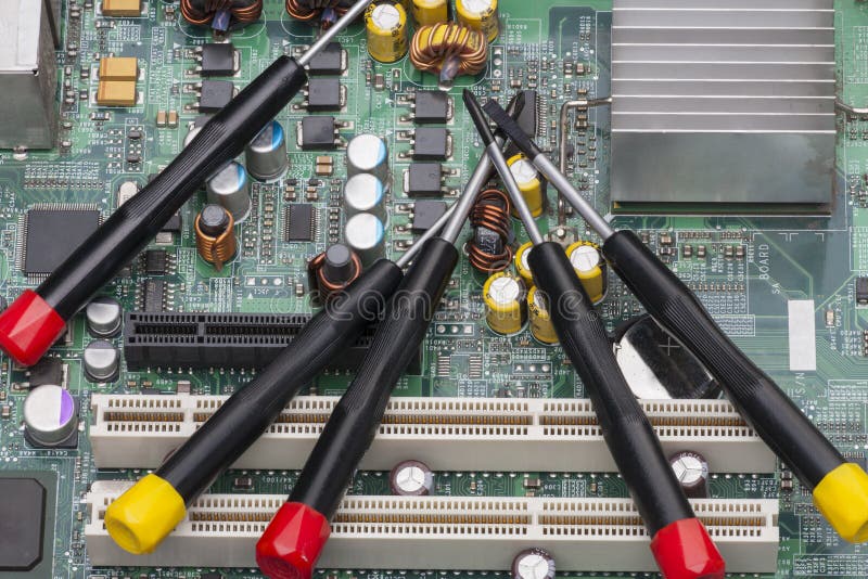 Electronic Elements Installed on the Board Concept of Repairing Laptop ...