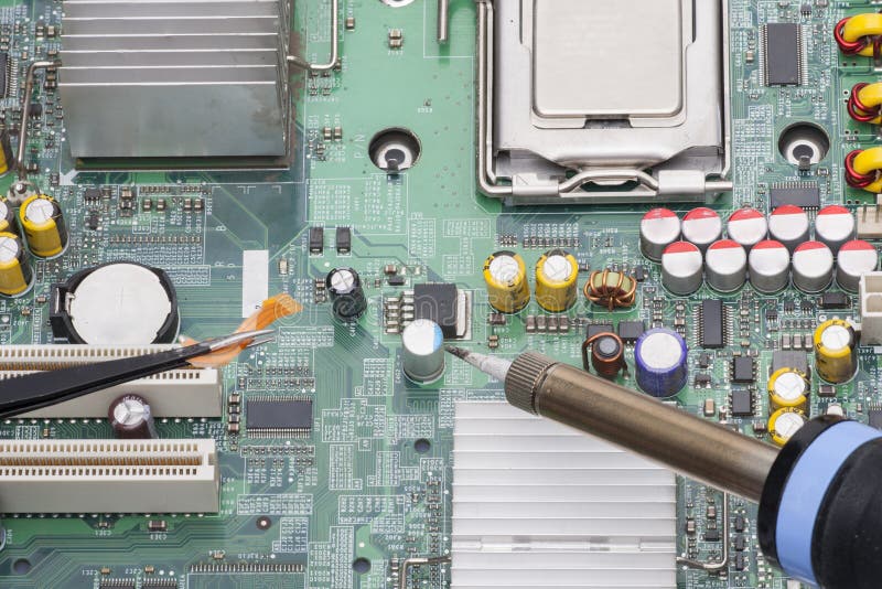 Electronic Elements Installed on the Board Concept of Repairing Laptop ...