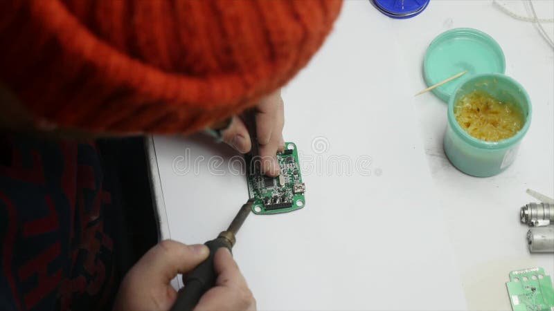 Engineer Soldering Wires To the Circuit Board Stock Video - Video of ...