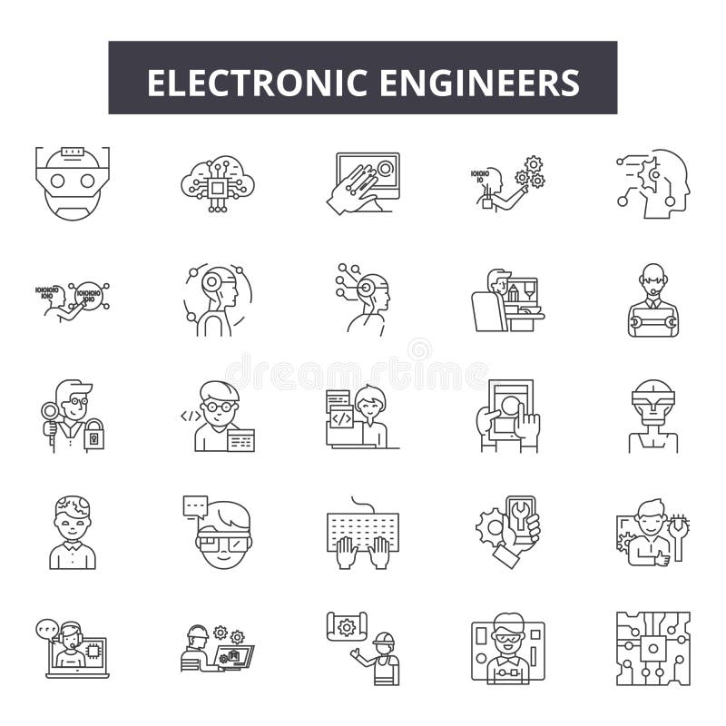 Engineers Electrical Line Icons, Signs, Vector Set, Outline ...
