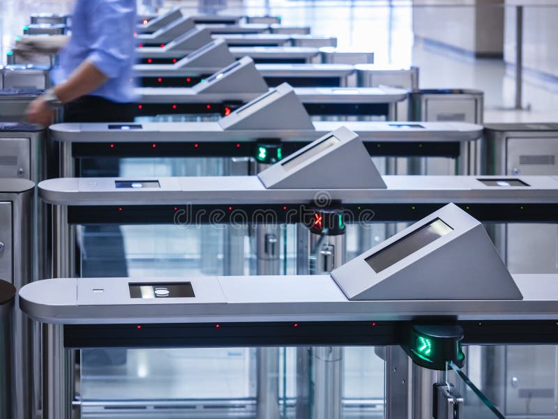 Electronic Entrance Gate Card People Walking Pass Access Building ...