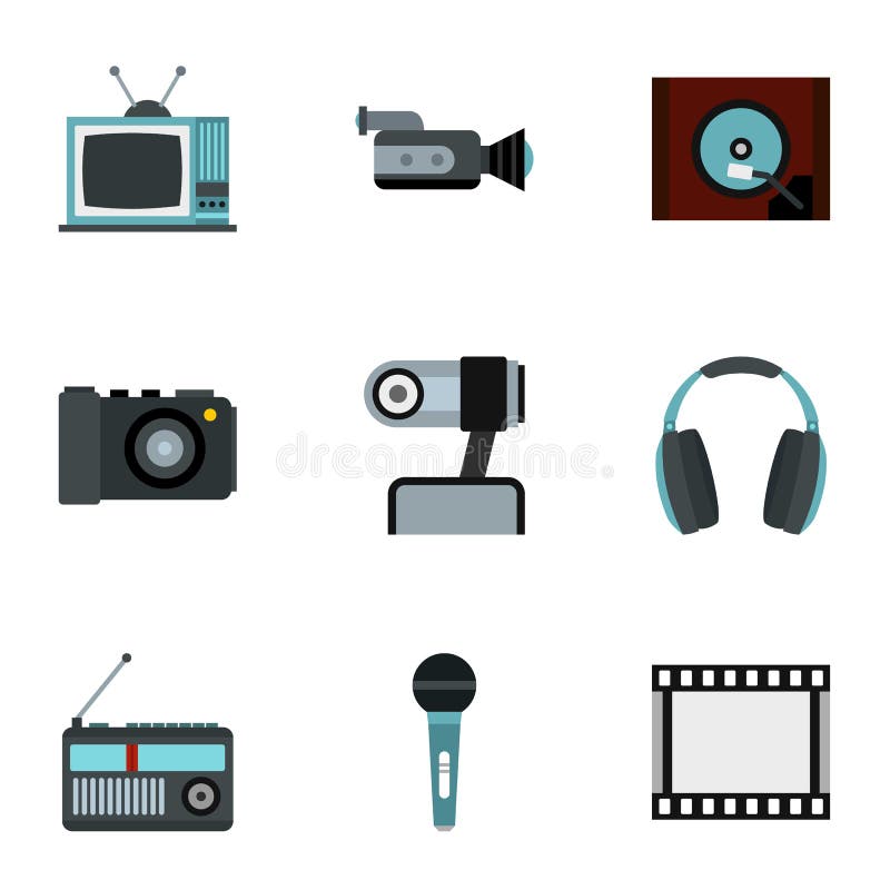 Electronic Equipment Icons Set, Flat Style Stock Vector - Illustration ...
