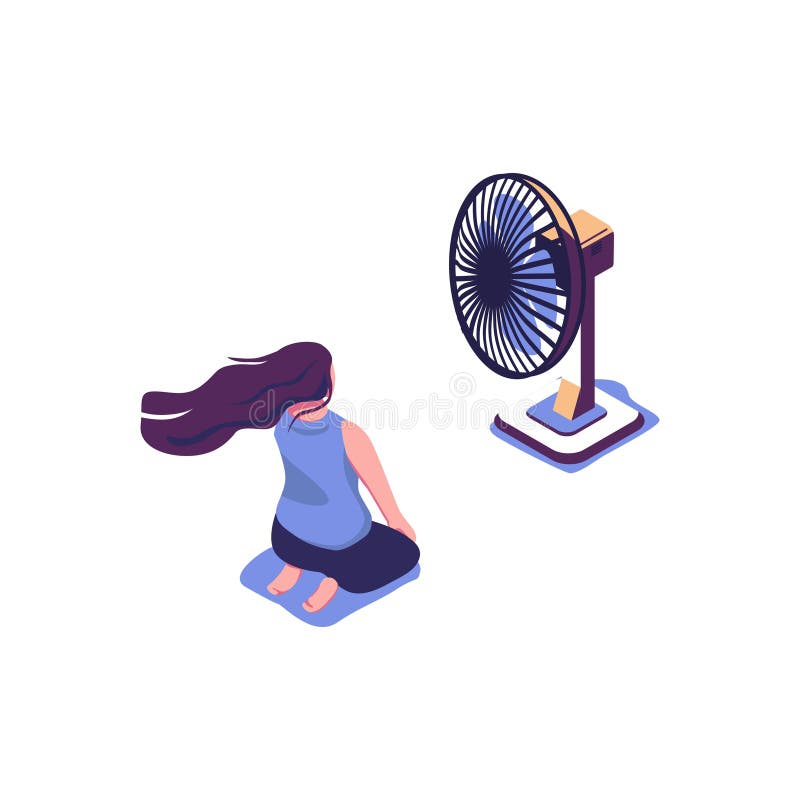 Electronic Fan Flat Style Isometric Illustration Vector Design Stock ...