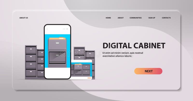 Electronic File Archives Digital Cabinet on Smartphone Screen ...