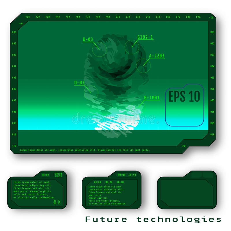 Electronic Fingerprint Scanner Identification Stock Vector ...