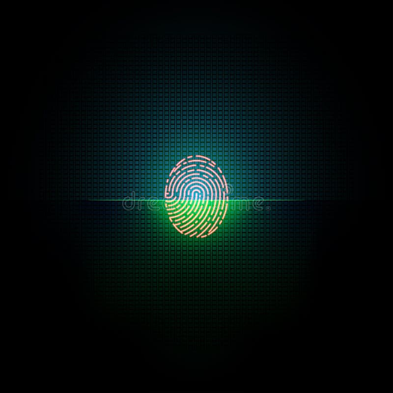 Electronic Fingerprint on Scanning Screen Stock Illustration ...
