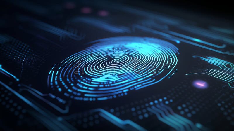 Electronic Fingerprint on Scanning Screen. Generative AI Stock ...