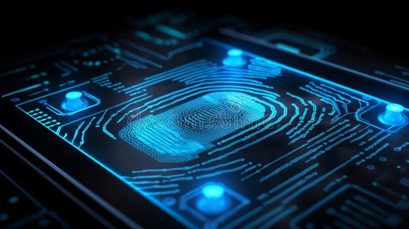 Electronic Fingerprint on Scanning Screen. Generative AI Stock ...