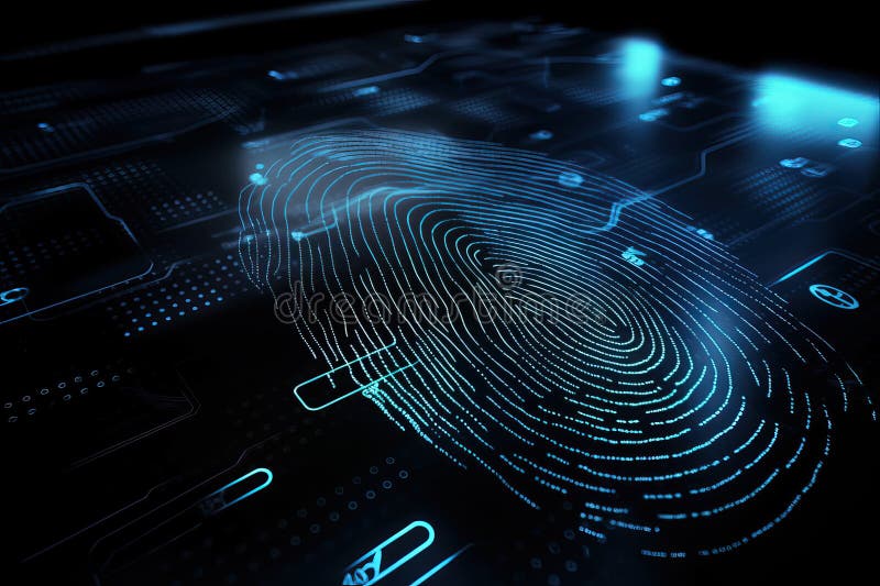 Electronic Fingerprint on the Scanning Screen, High Technology. Stock ...