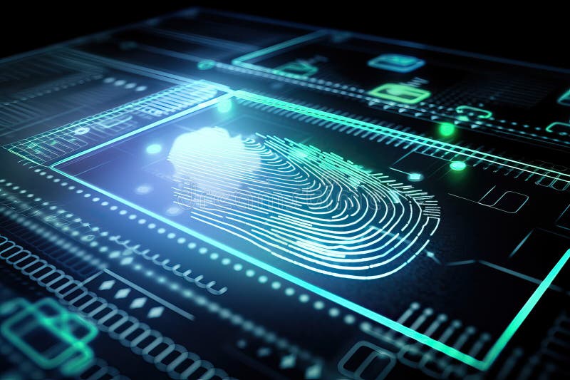 Electronic Fingerprint on the Scanning Screen, High Technology. Stock ...