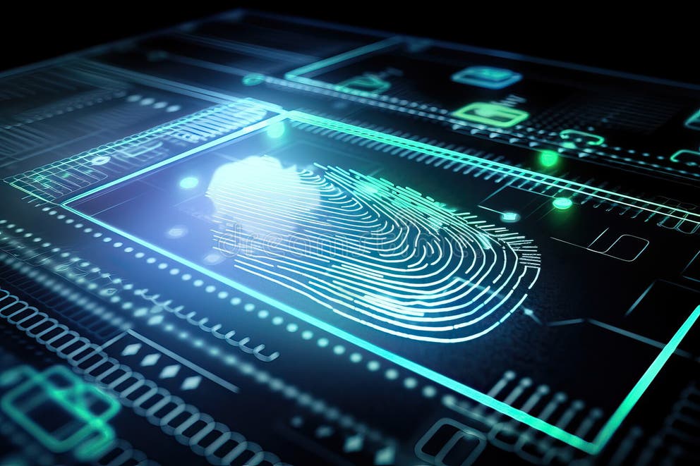 Electronic Fingerprint on the Scanning Screen, High Technology. Stock ...