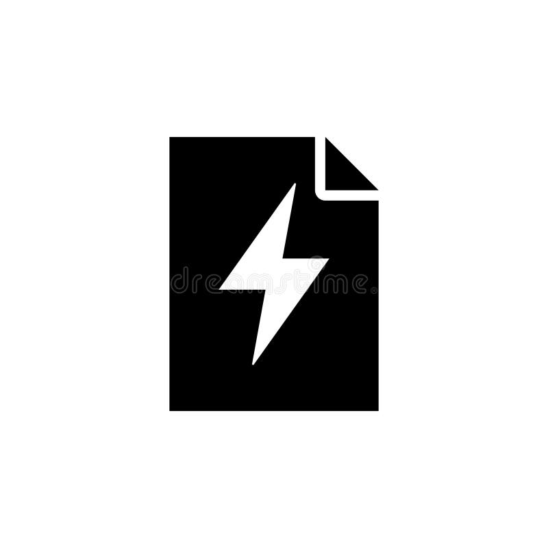 Electronic Flash Document, File and Lighting Bolt Solid Flat Vector ...