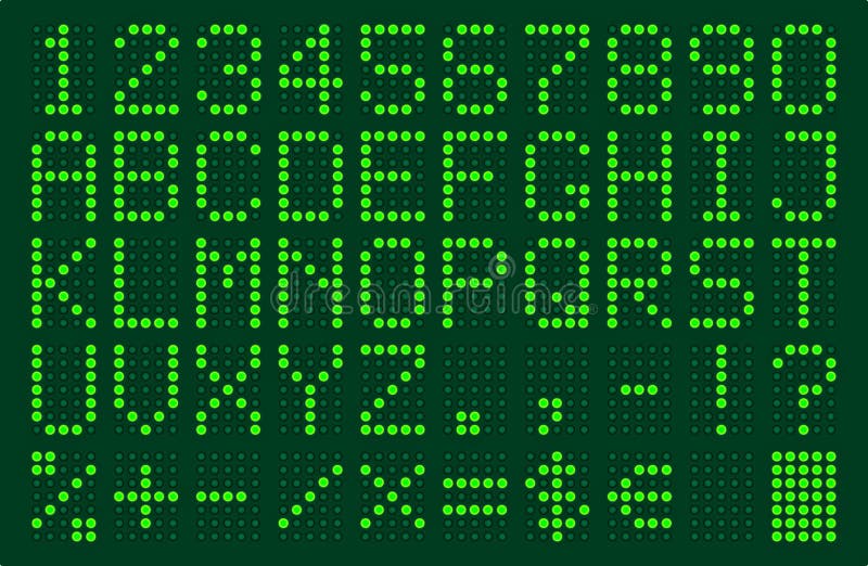 Digital Dotted Font with Letters, Numbers, Mathematical Symbols and ...