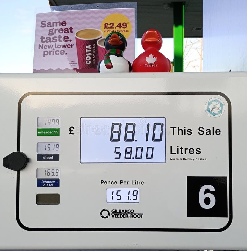 Electronic Fuel Pump Display Showing the Price of Fuel in Pound ...