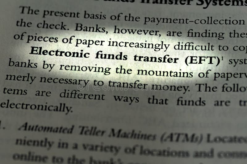 Electronic Funds Transfer EFT, Printed and Highlighted in Textbook on ...