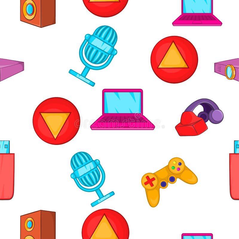 Electronic Gadget Pattern, Cartoon Style Editorial Stock Image ...