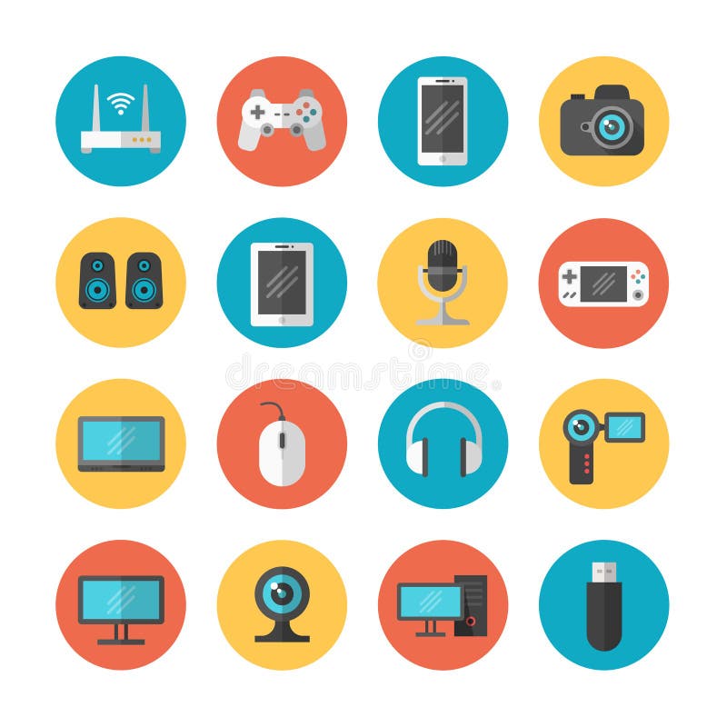Electronic Gadgets and Device Flat Vector Icons Stock Vector ...