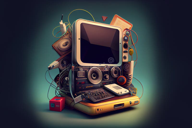 Electronic gadgets mix. stock illustration. Illustration of phone ...