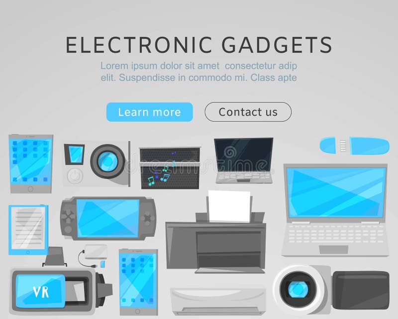 Electronic Gadgets Sale Web Vector Template with Modern Devices ...