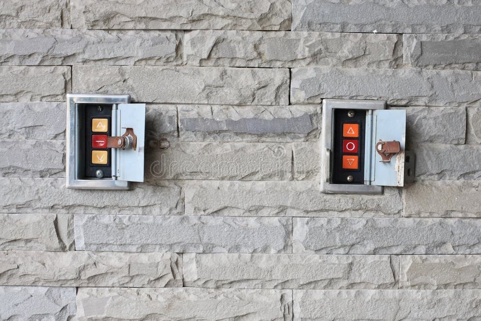 Electronic Gate Control Buttons of Up, Stop, Down Stock Image - Image ...