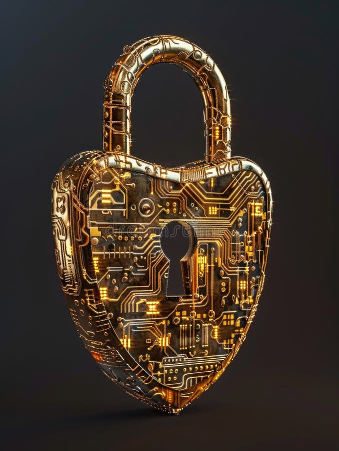 Electronic gold padlock stock image. Image of motherboard - 374848567