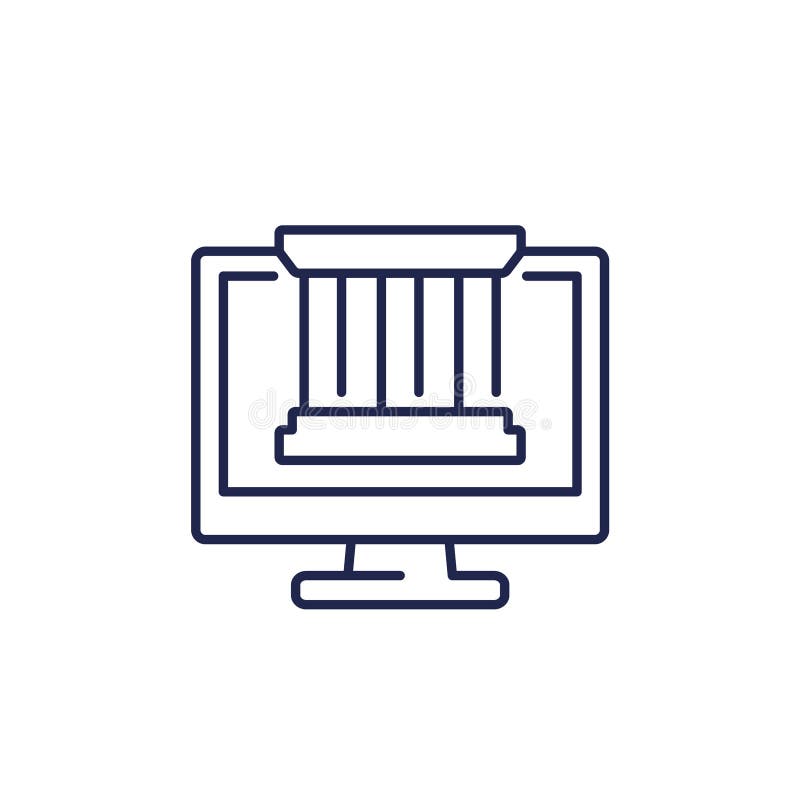 Electronic Government Icon in Line Design Stock Vector - Illustration ...