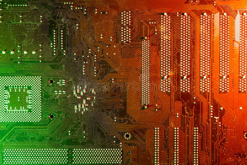 Electronic Green Red Board, Computer Microcircuit Top View, Selective ...