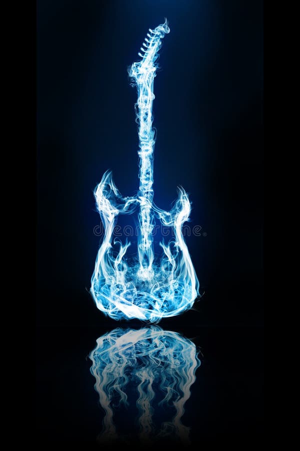 Guitar Flames is Color Blue Stock Illustration - Illustration of blaze ...