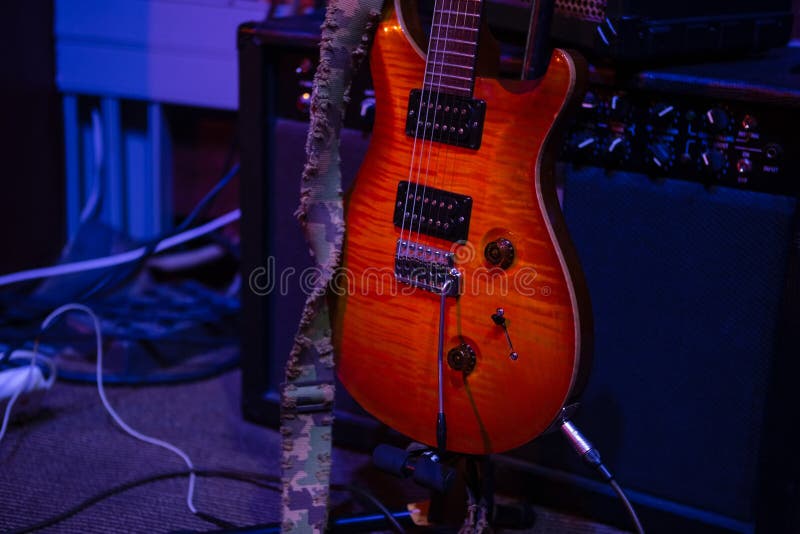 Electronic Guitar in Recording Studio Stock Image - Image of rock ...