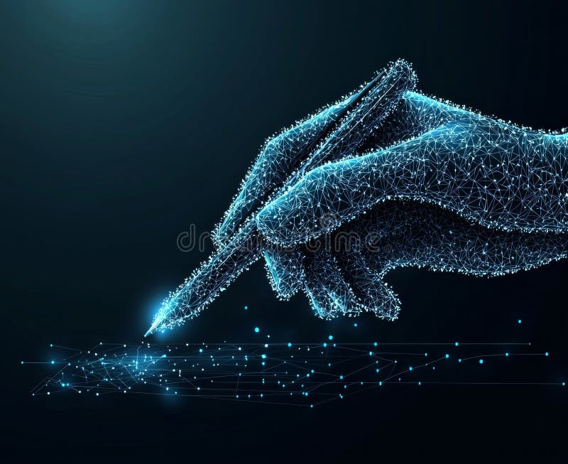 Electronic Hand Featuring Pan and Signature. Digital Signature, E ...