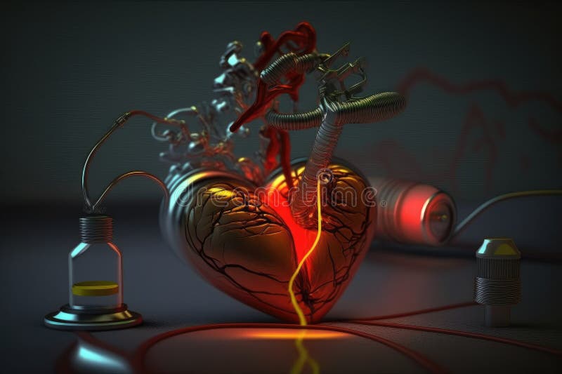 The Electronic Heart of an Android Human. Medicine of the Future. World ...