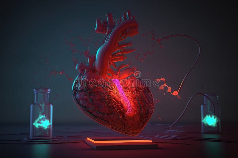 The Electronic Heart of an Android Human. Medicine of the Future. World ...