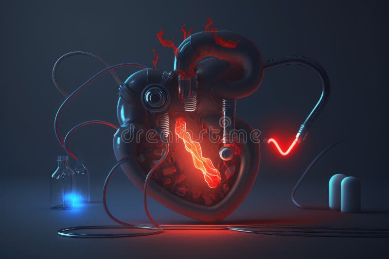 The Electronic Heart of an Android Human. Medicine of the Future. World ...