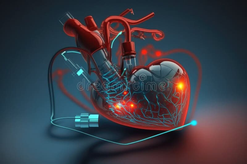 The Electronic Heart of an Android Human. Medicine of the Future. World ...