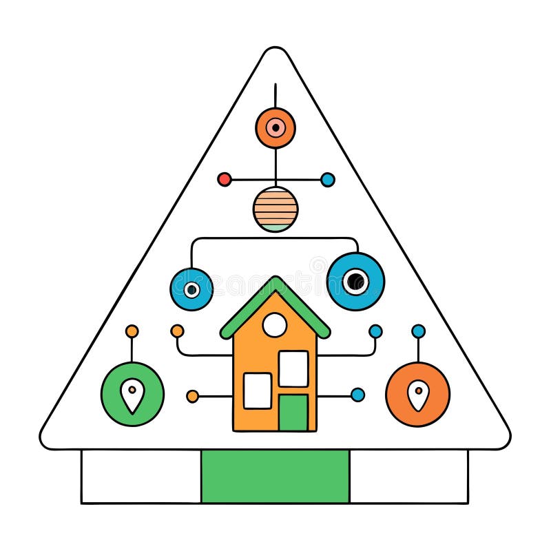 Electronic Home Security System. Smart Home in Shape Christmas Tree ...