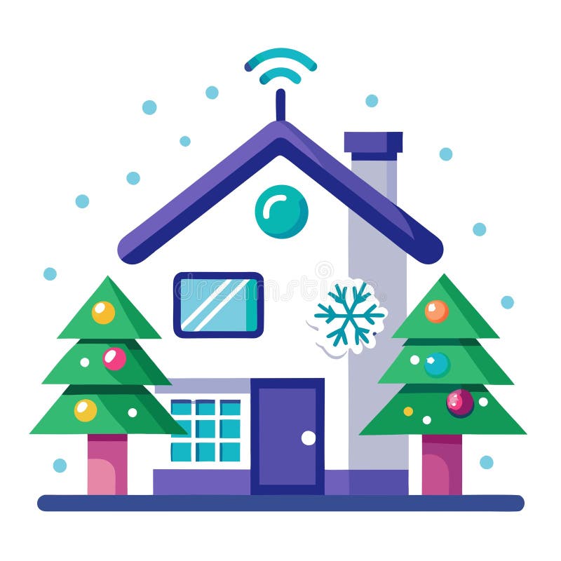 Electronic Home Security System. Smart Home in Shape Christmas Tree ...