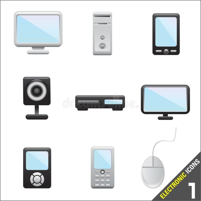 Electronic Object Icon Set Vector Stock Vector - Illustration of symbol ...