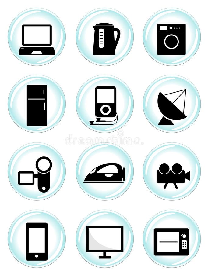 Electronic icons set stock vector. Illustration of entertainment - 16149104