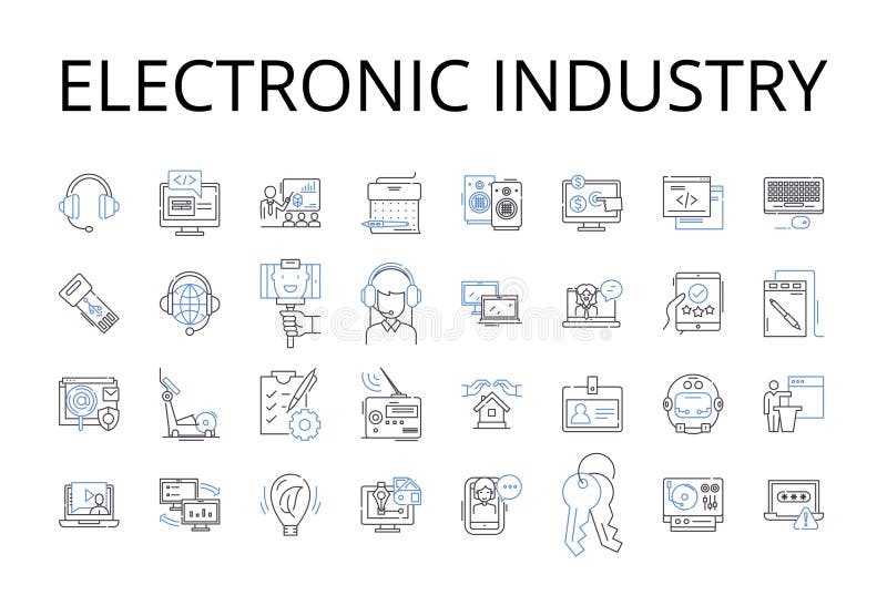 Electronic Industry Line Icons Collection. High-tech Industry, Technology Sector, Digital Sector ...