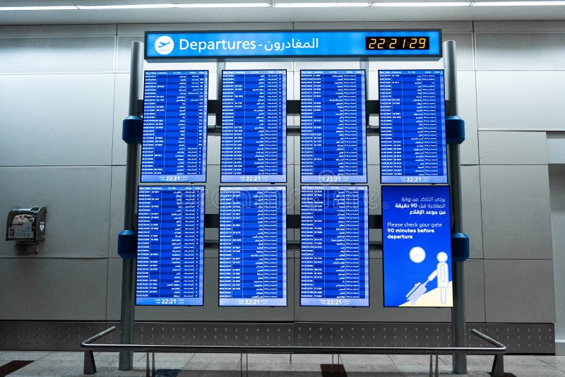 Electronic Information Board for Flight Status at the Airport Terminal ...